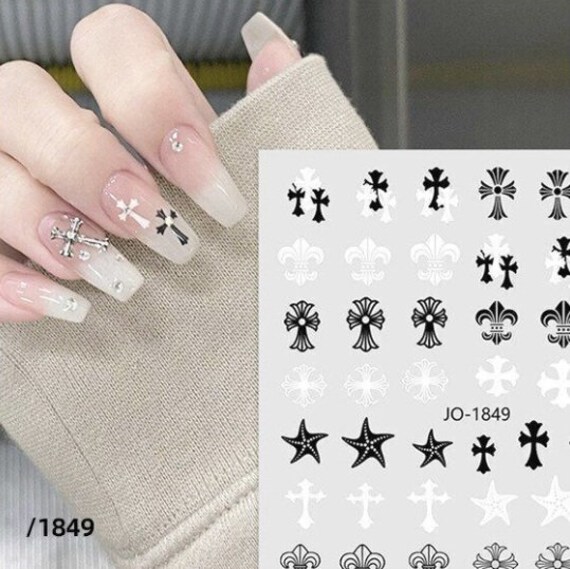 Black And White Cross Nail Designs