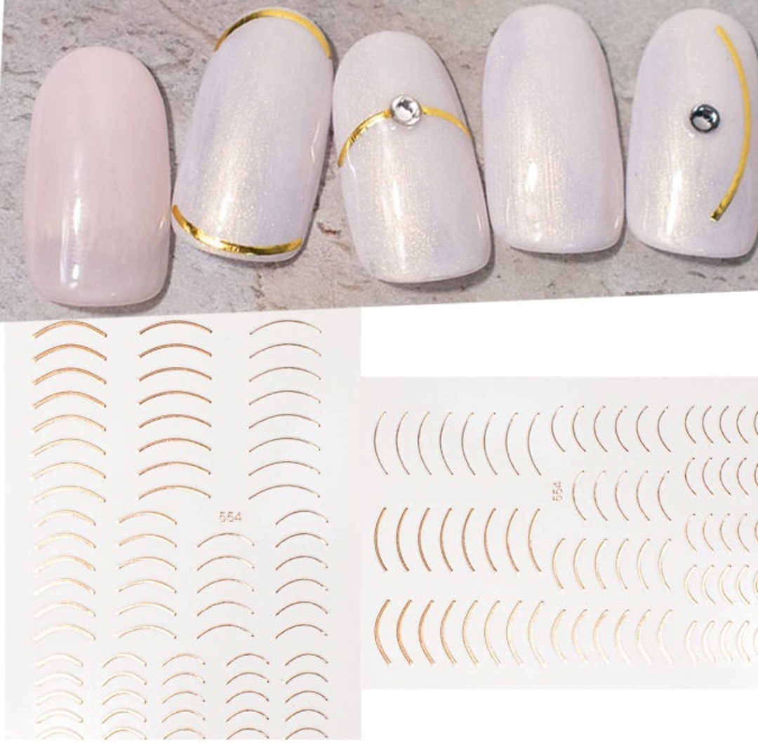 Gold French Smile Line Nail Art Stickers: Self-adhesive Decals - Etsy