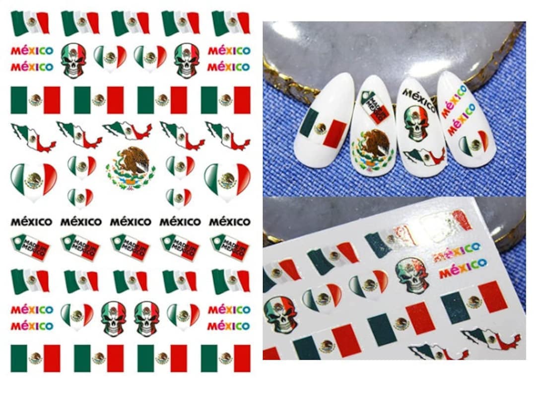 Mexican Flag Nail Art Stickers Mexico Nail Sticker - Etsy