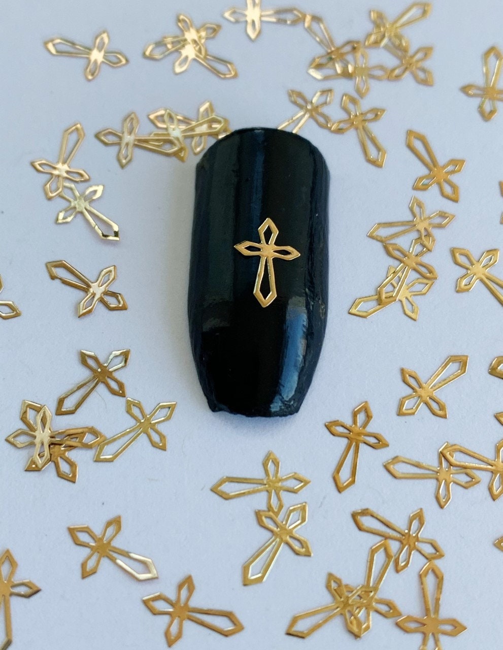 Gold Toned Metal Hollow Cross Decals 10/20/50 Pieces Hollow - Etsy
