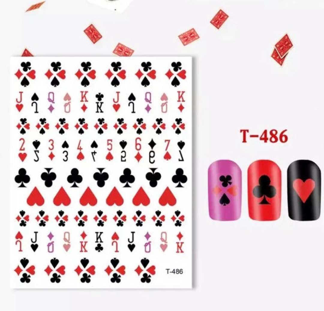 Poker Nail Art Stickers, Playing Cards Design Self Adhesive DIY Nail ...