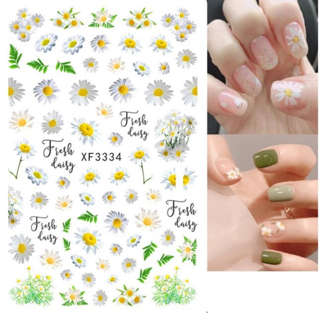 Sunflower Nail Art Stickers, Spring Daisy Dandelion Flower Nail Sticker ...