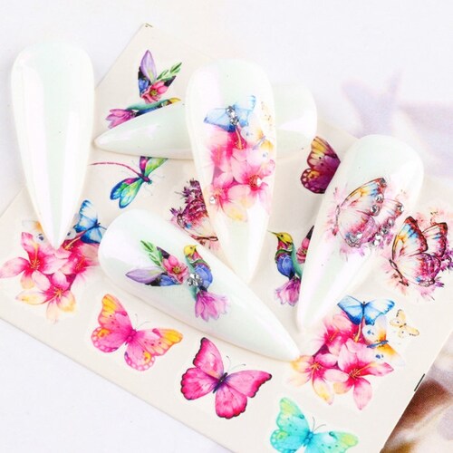 Nail Art Water Decals Transfers Spring Summer Flowers Floral Etsy