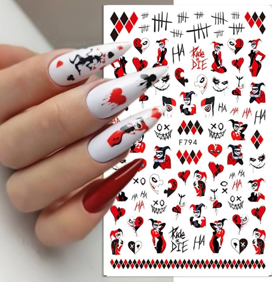 Halloween Black Scars Joker Gothic Nail Sticker Self adhesive 3D Nail Art Stickers 794 Etsy UK