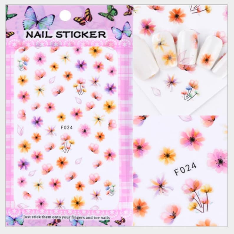 Nail Art Water Decals Stickers Transfers Spring Summer Pastel Etsy