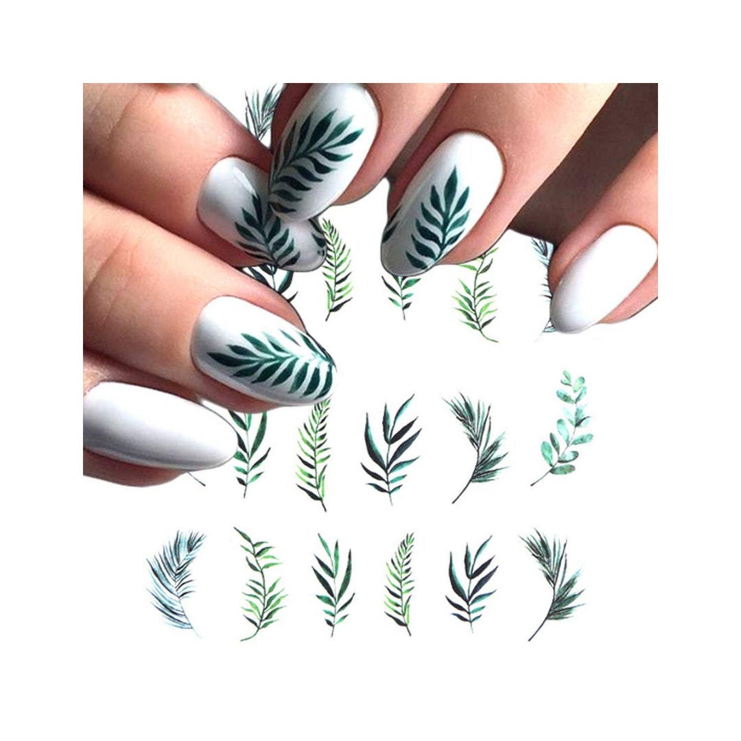 Nail Art Water Decals Nail Stickers Green Leaf Bamboo Stickers Nail ...