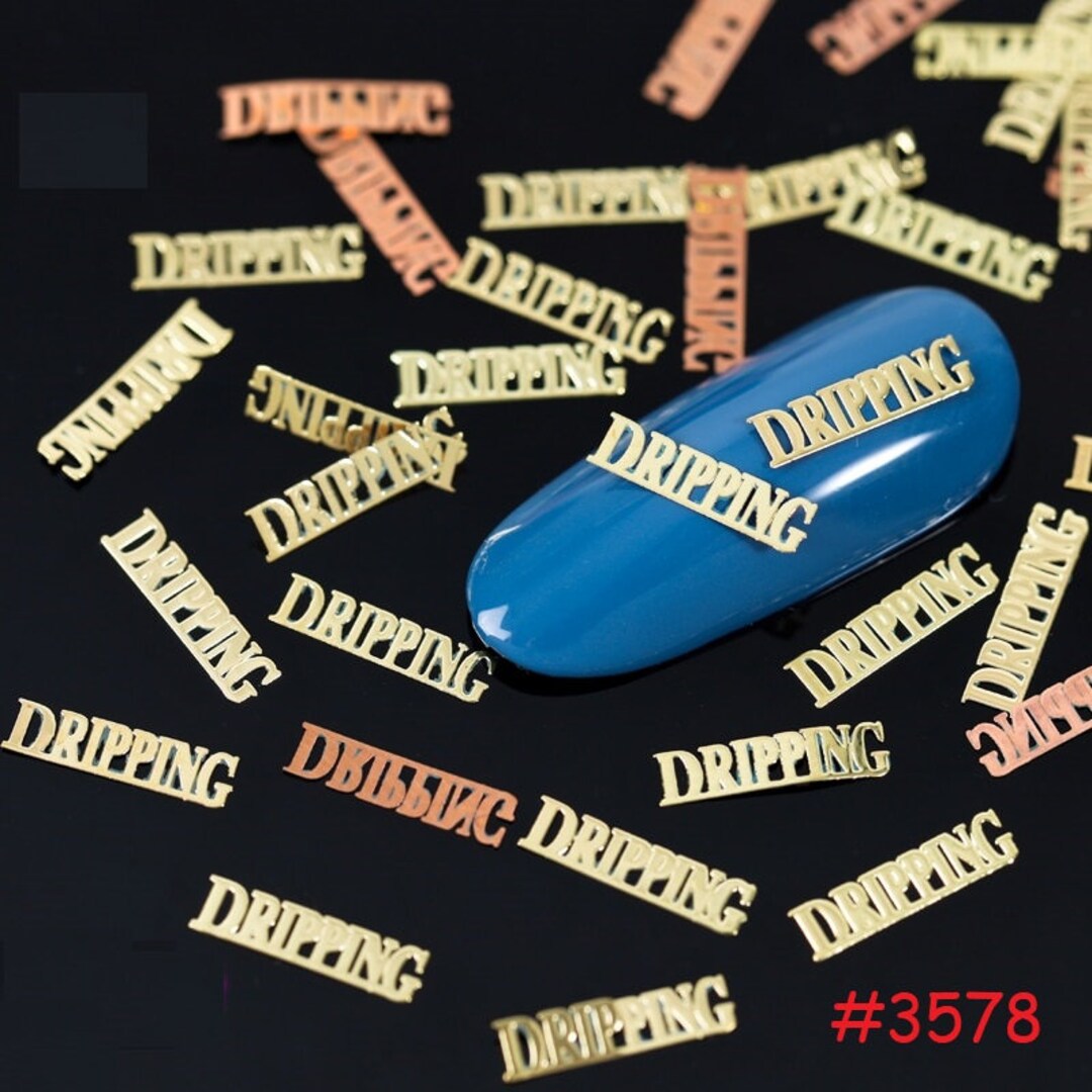 Gold Dripping Nail Decals 10/20/50 Pieces, Dripping Nail Glitter ...