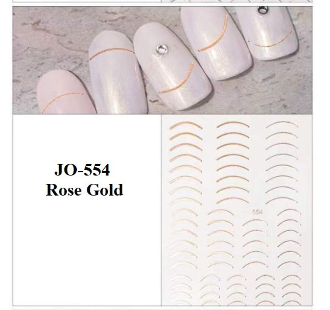 Rose Gold French Smile Line Half Moon Nail Art Stickers Self-adhesive ...