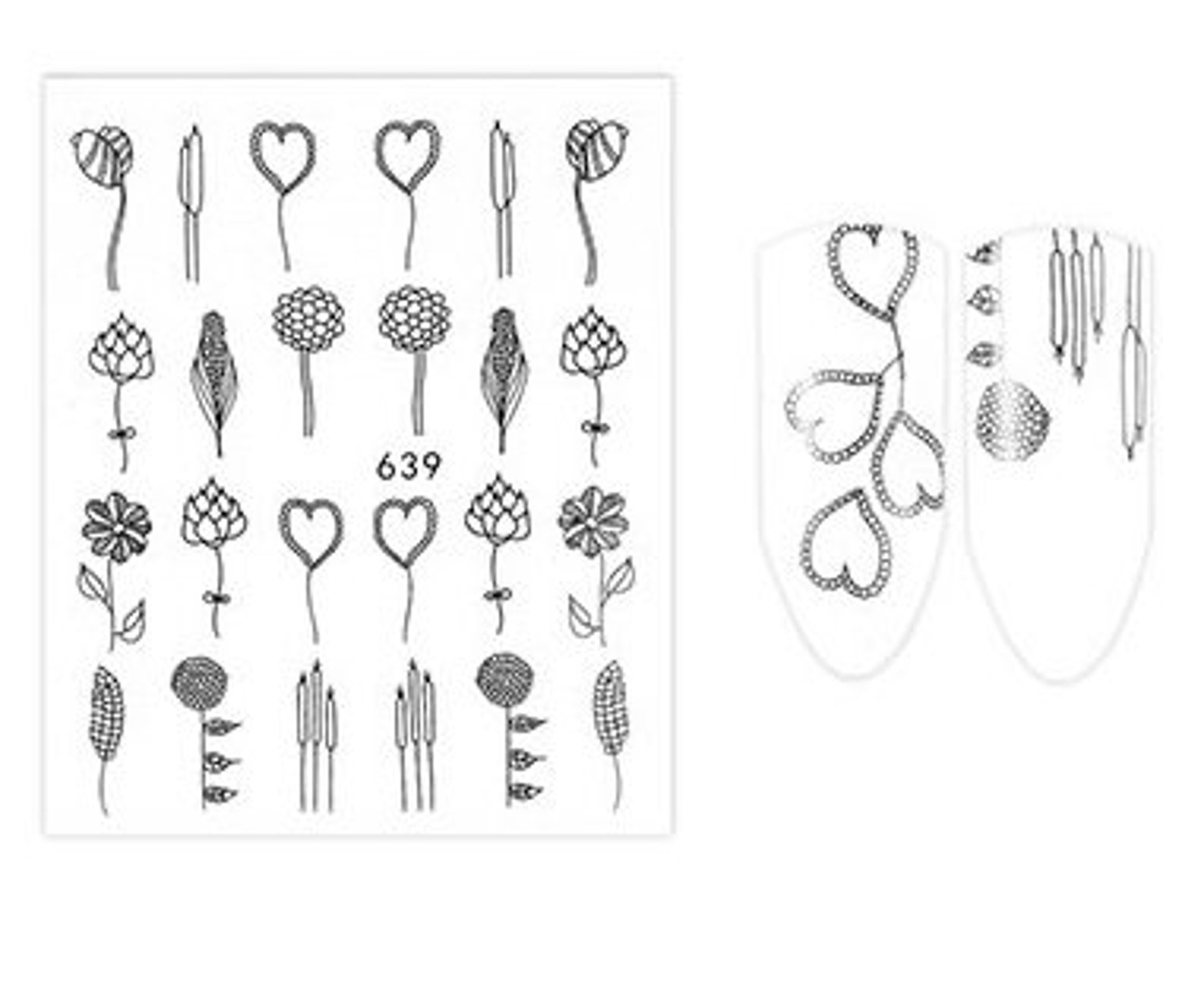 Nail Art Water Decals Stickers Spring Summer Black Floral Gems Etsy