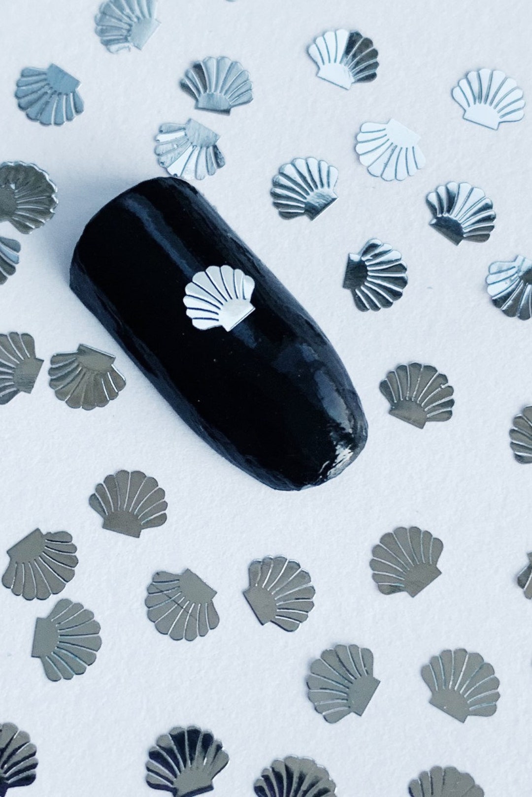 Silver Metal Sea Shell Nail Decals, Seashell Nail Art Charms, Resin ...