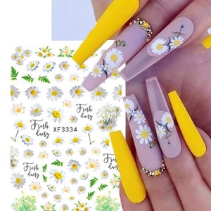 Sunflower Nail Art Stickers, Spring Daisy Dandelion Flower Nail Sticker ...