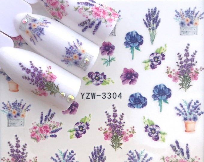 Nail Art Water Decals Transfers Spring Summer Flowers Floral Etsy