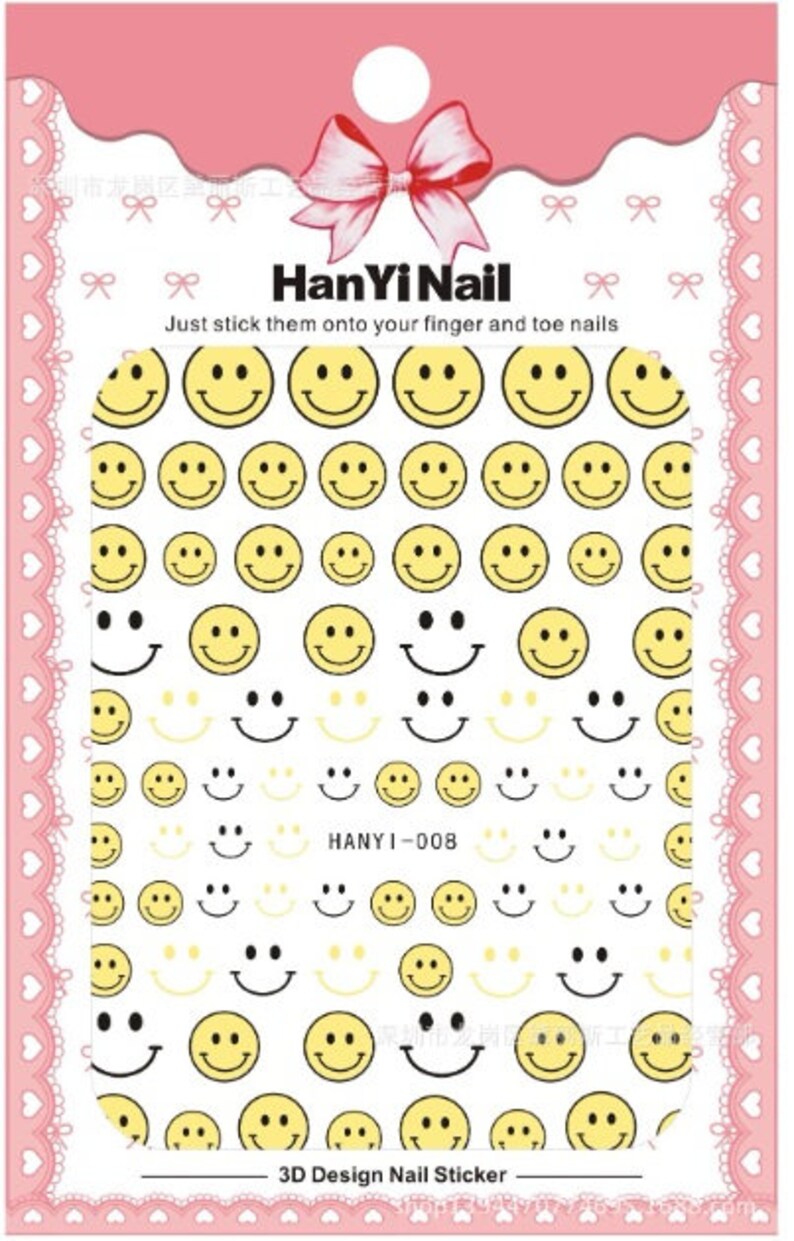 Smiley Face Nail Art Decals: Self-adhesive DIY Stickers - Etsy