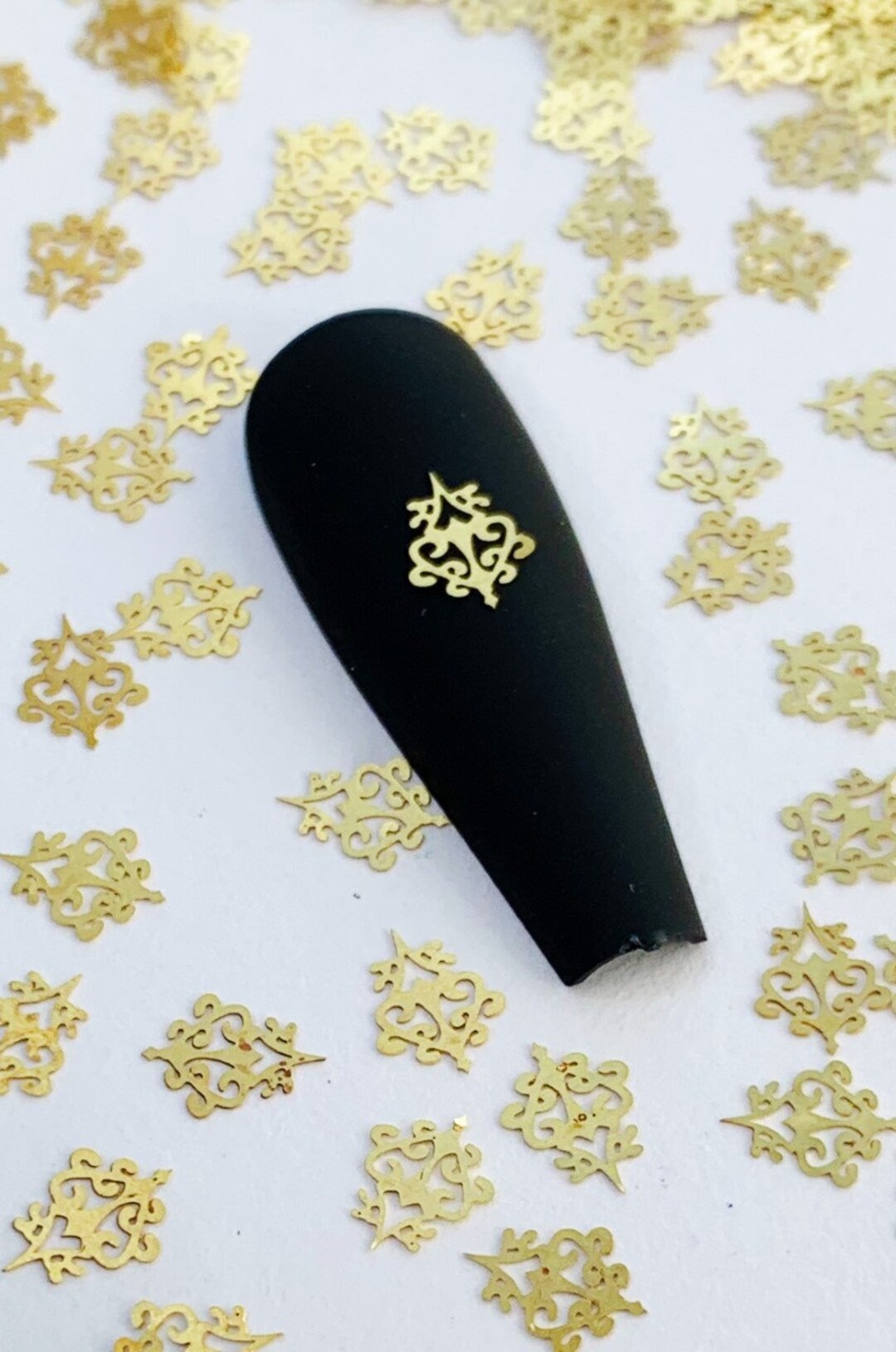 Gold Floral Frame Nail Charms: Metal DIY Manicure (10/20/50pcs) - Etsy