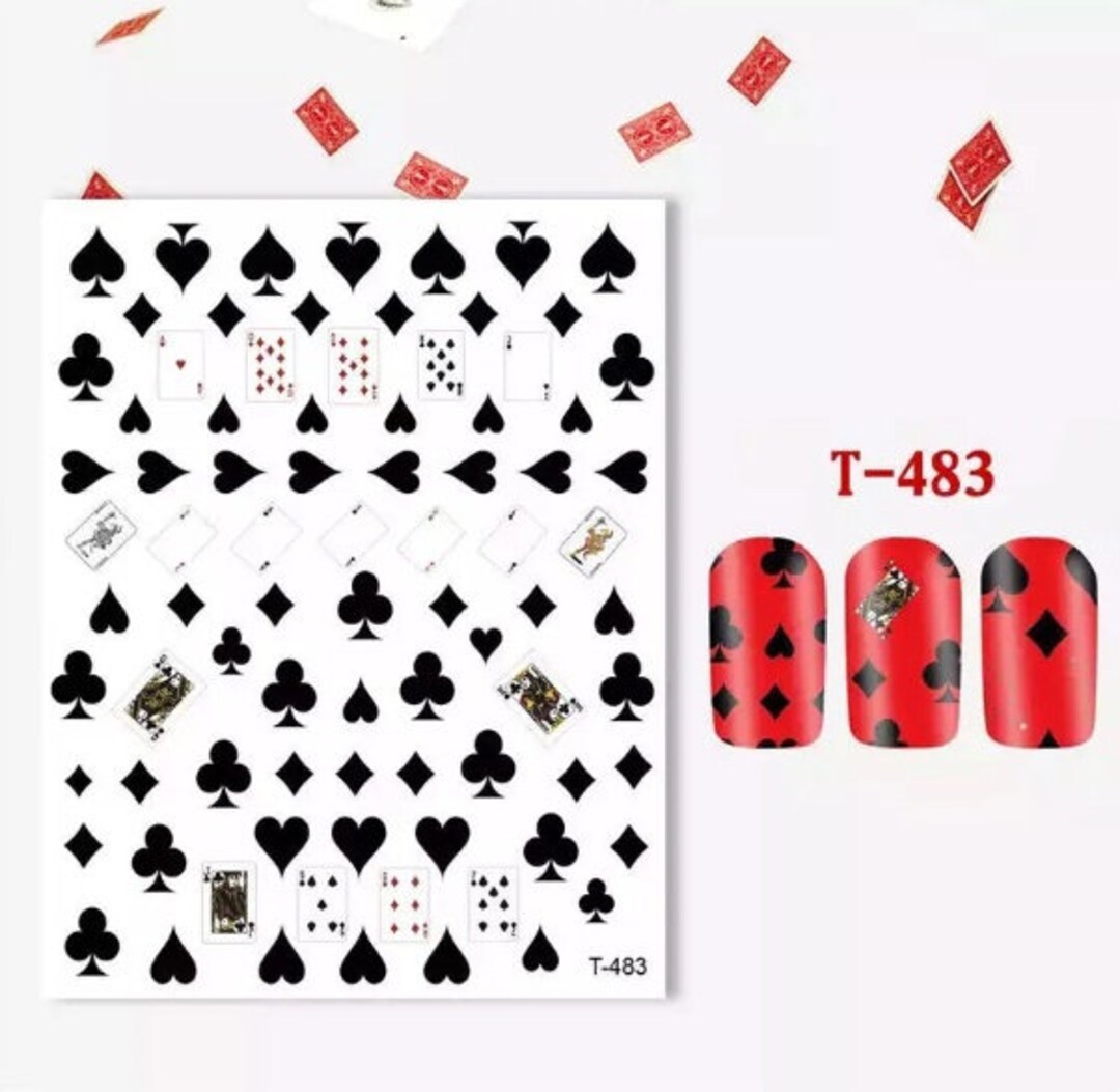 Poker Nail Art Stickers, Playing Cards Design Self Adhesive DIY Nail ...