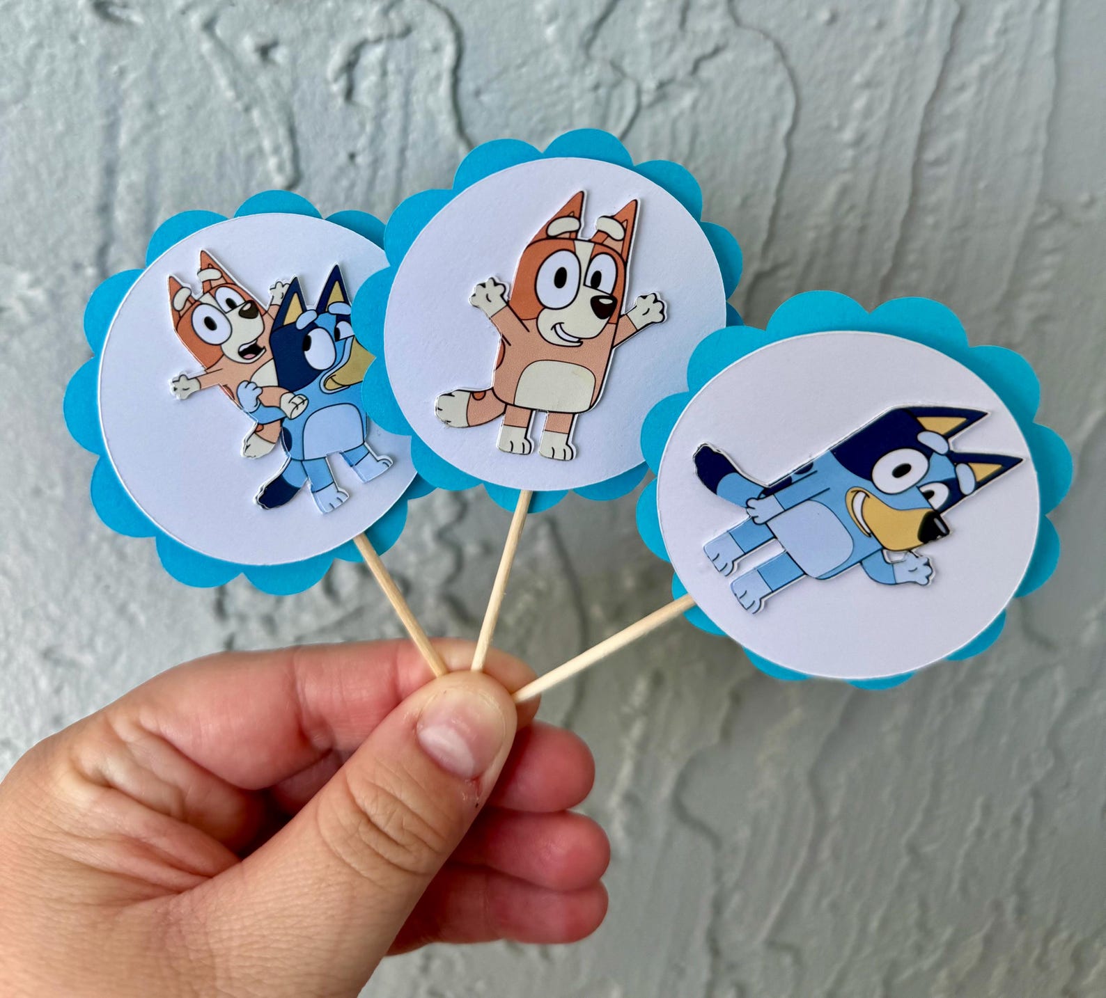 BLUEY Cupcake Toppers Set of 12,bluey Birthday,assembled Cupcake ...