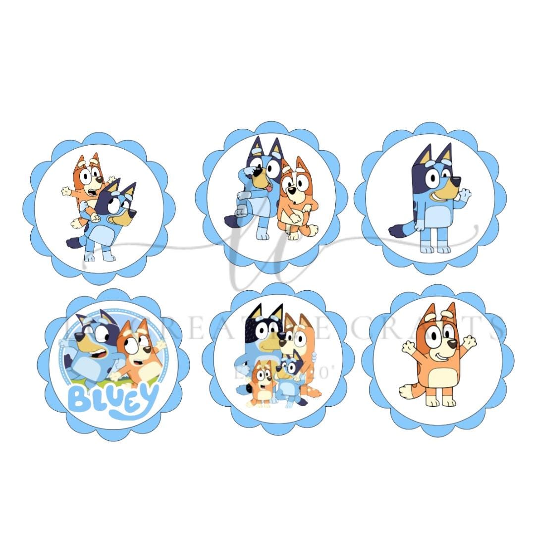 BLUEY Cupcake Toppers Set of 12,bluey Birthday,assembled Cupcake ...