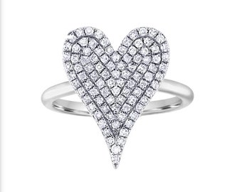 Pave Heart Ring | Etsy