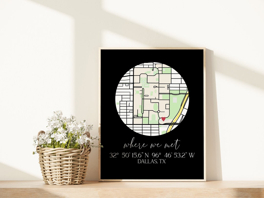 Where We Met Map Print Couple Map Personalized Map Custom Map Print ...