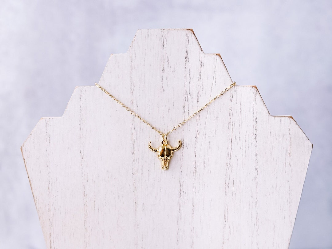 Longhorn Necklace Cow Skull Necklace Bullhead Necklace Gold Longhorn ...