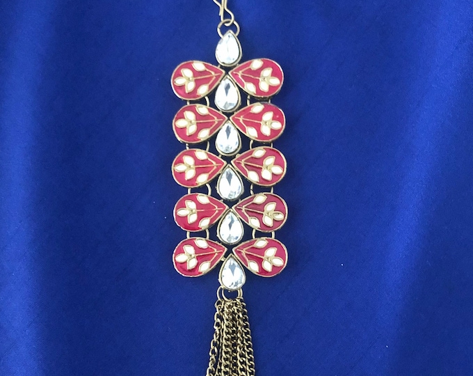 Red Kundan Enamel Indian Buttons, Meenakari Long Kurta Button,red White ...