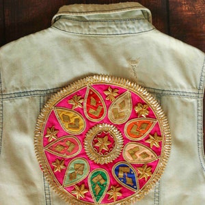 Large Boho Pink Mandala Patch,embroidered Handmade Round Floral ...