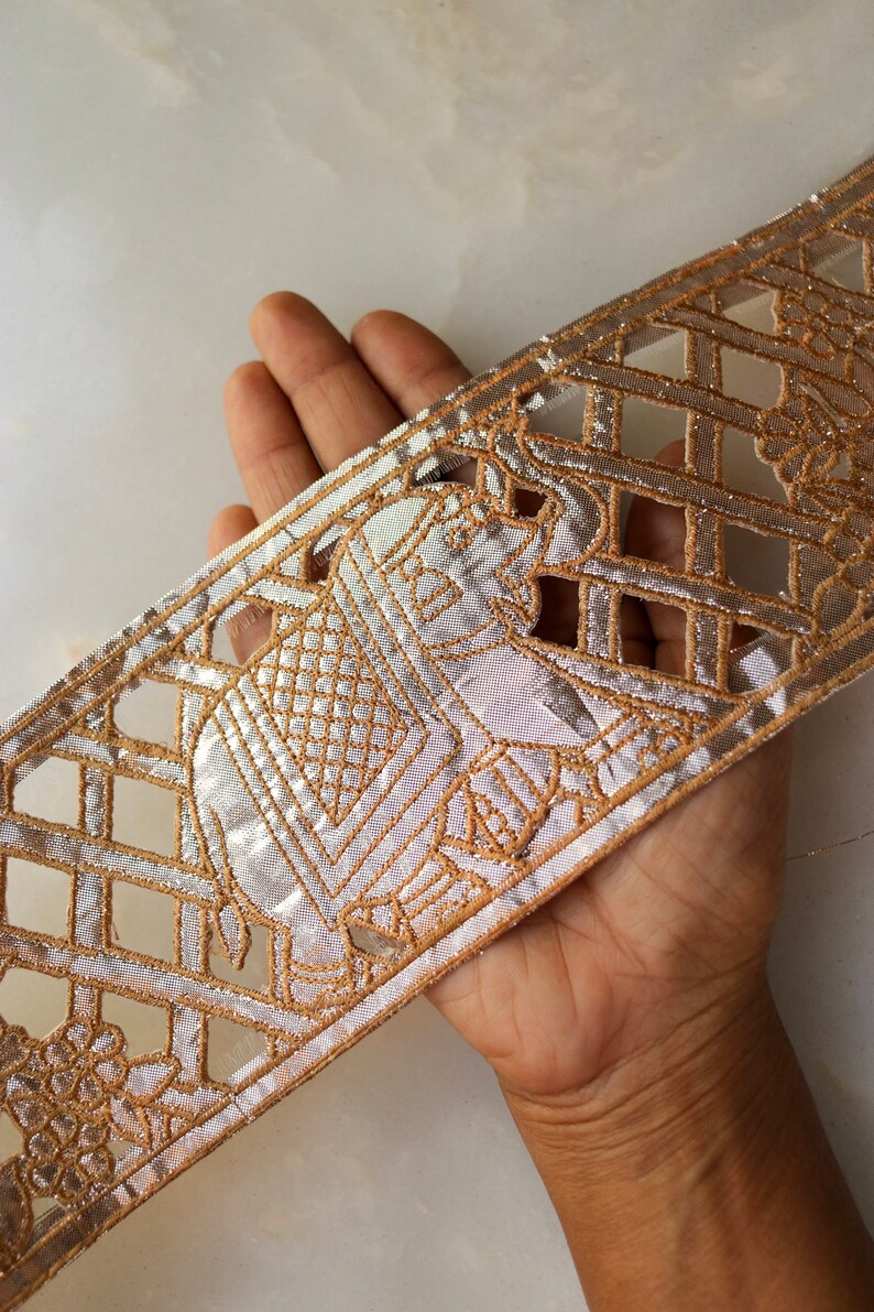 Gold Foil Elephant Cutwork Trimrose Gold Elephant Floral - Etsy