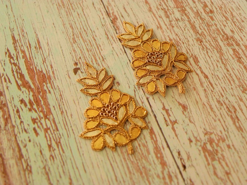 Regal Gold Floral Embroidered Patch,handmade Embroidered Royal Gota ...