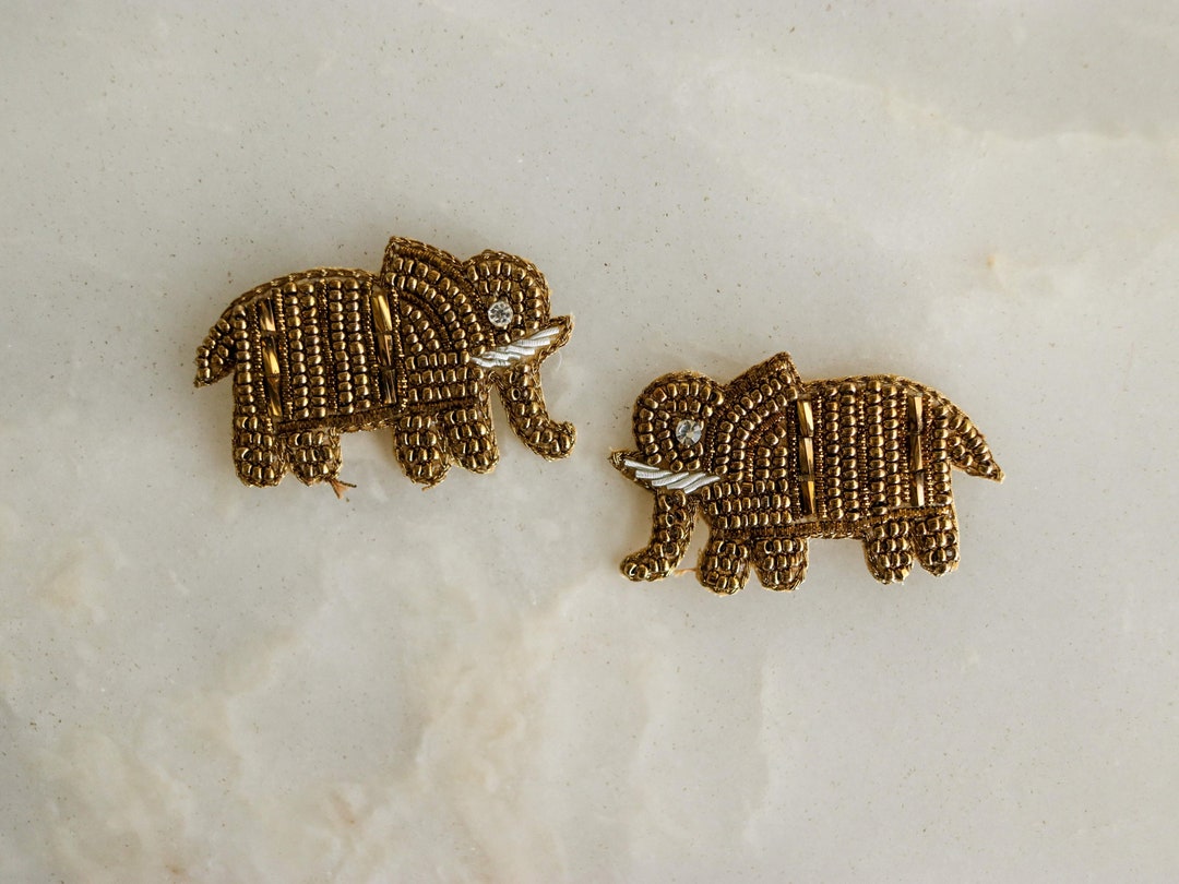 Golden Baby Elephant Embroidered Patch,handmade Elephant Applique,gold ...