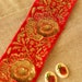 Red Gold Velvet Floral Trim,indian Embroidered Border,red Gold Floral ...