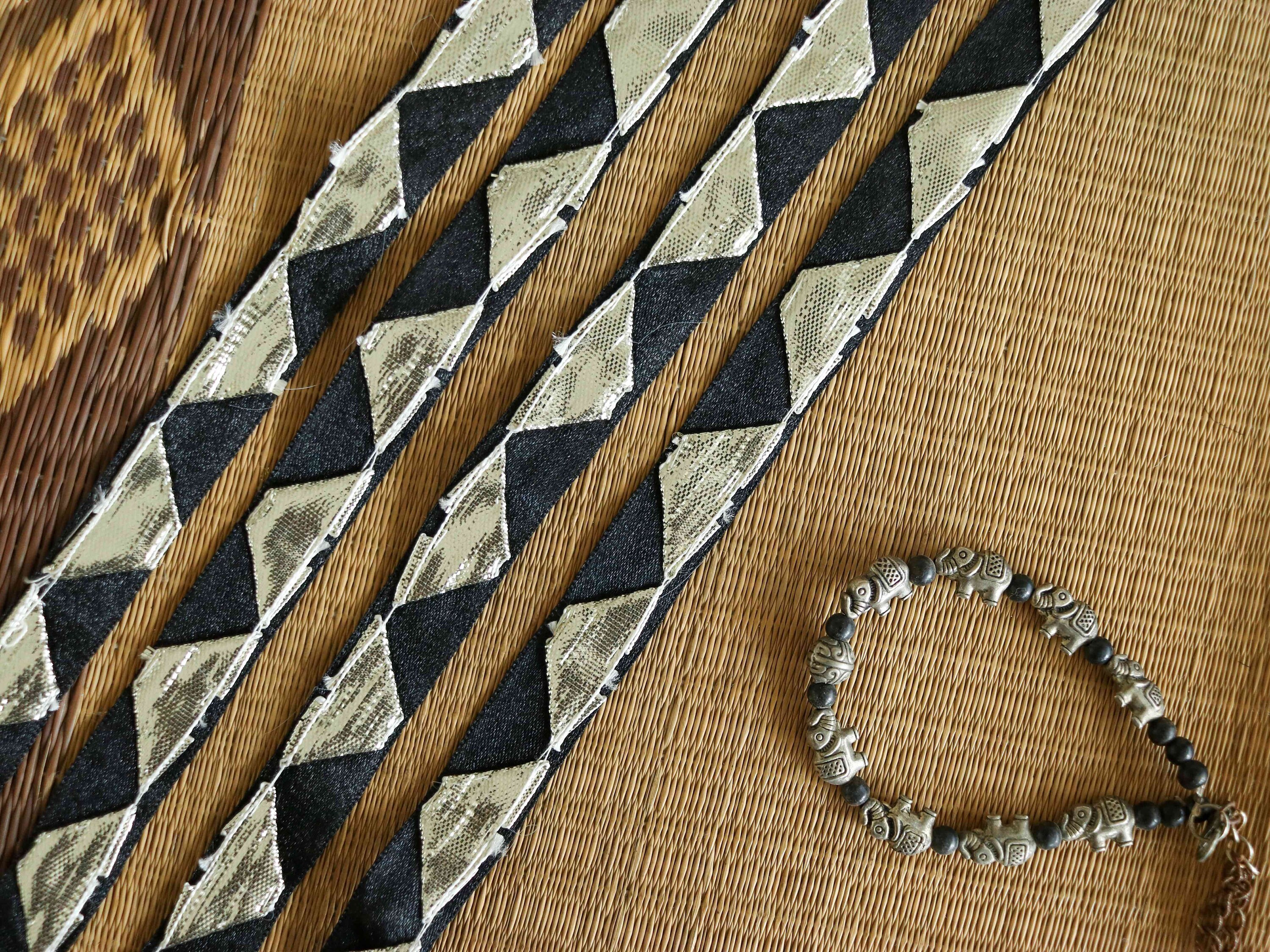 Black Silver Gota Embroidered Trimsilver Triangle Bordergota - Etsy