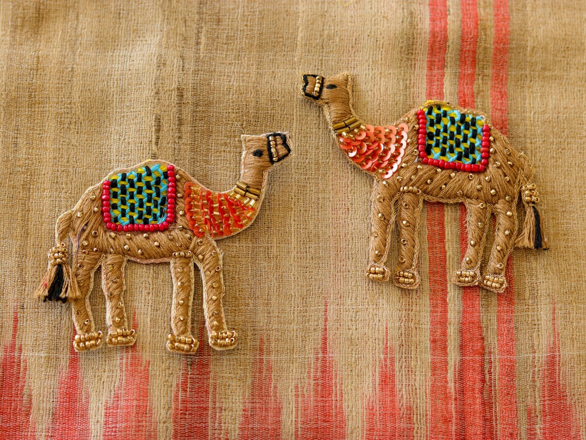 Brown Red Camel Embroidered PatchHandmade embroidered | Etsy