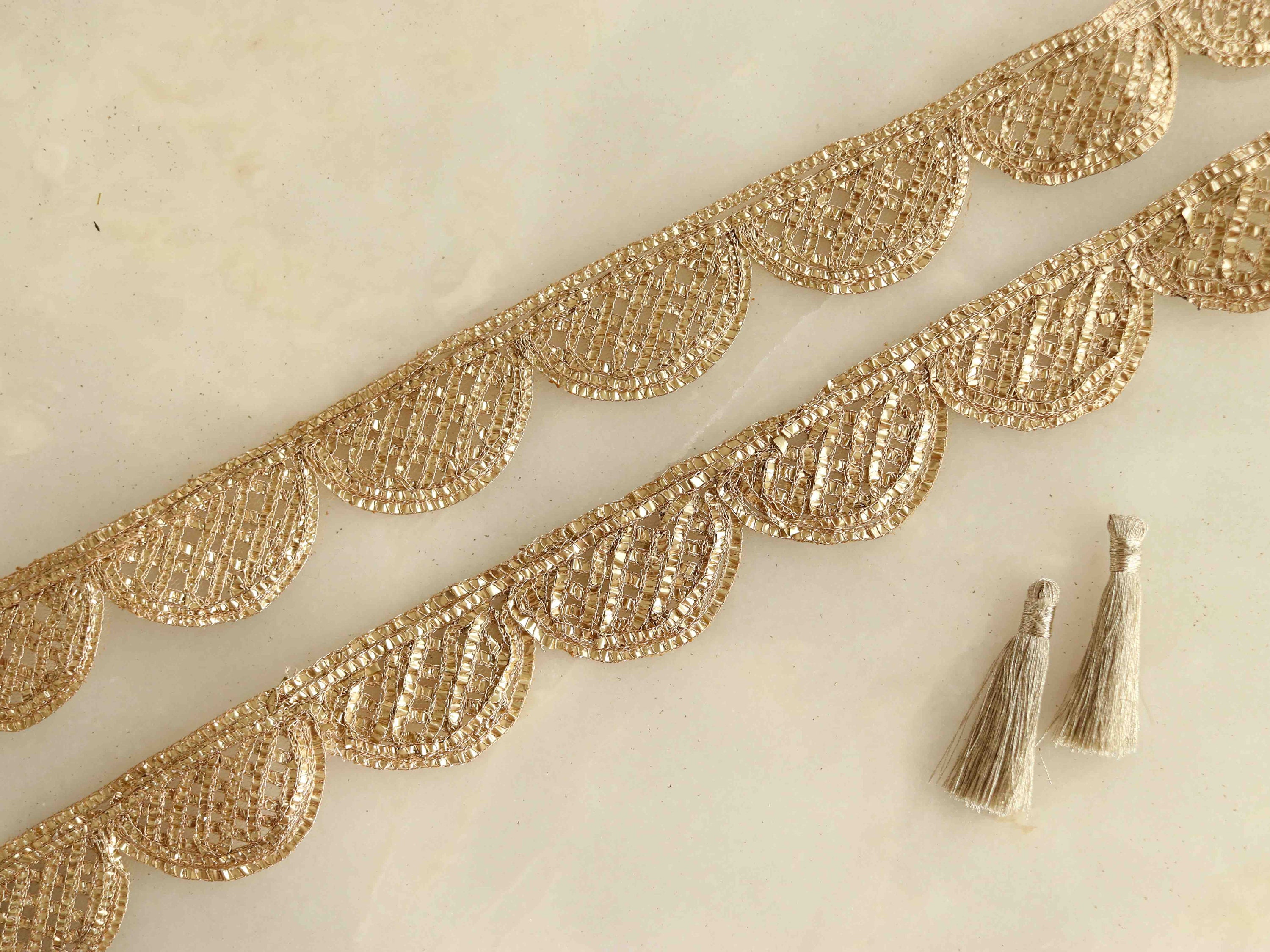 Gold Foil Scallop Cutwork Trimhandmade Rose Gold Borderboho | Etsy