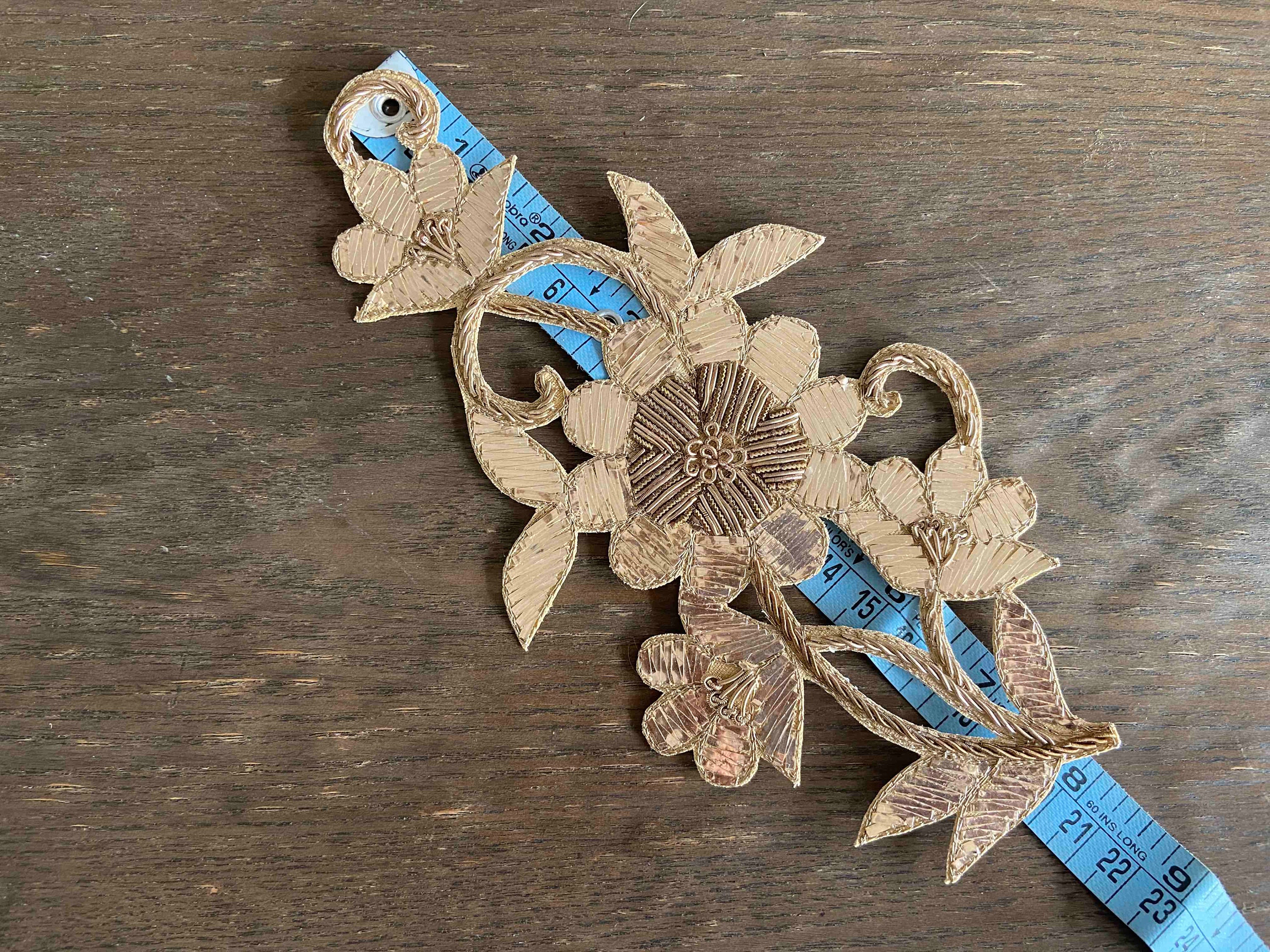 Rose Gold Floral Embroidered Patchhandmade Embroidered Gold | Etsy