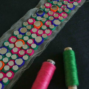 Colourful Mirror Embroidered Trim,handmade Multicolour Indian Border ...