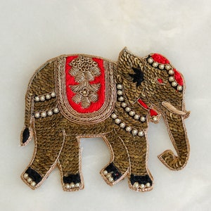 Gold Red Elephant Embroidered Patch,handmade Embroidered Applique ...