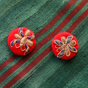 Red Blue Butterfly Velvet Button,handmade Embroidered Button,velvet ...