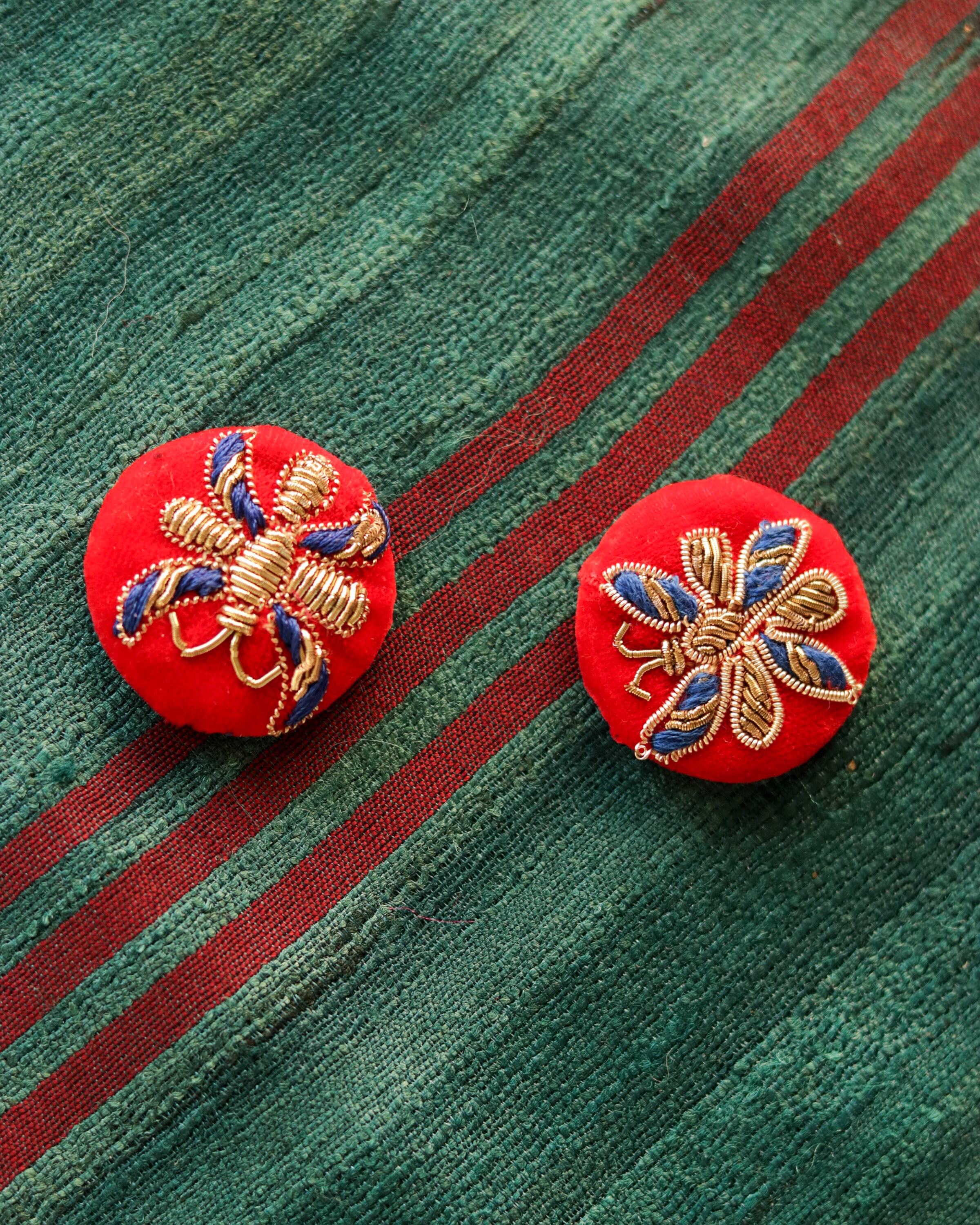 Red Blue Butterfly Velvet Buttonhandmade Embroidered - Etsy