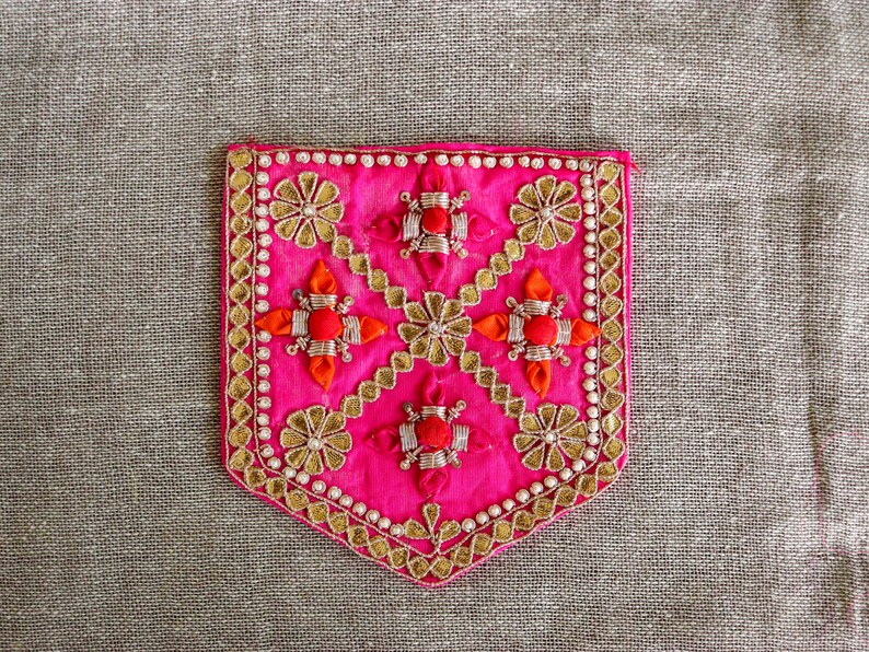 Pink Gold Embroidered Pocket PatchHandmade Indian Pink Pocket | Etsy