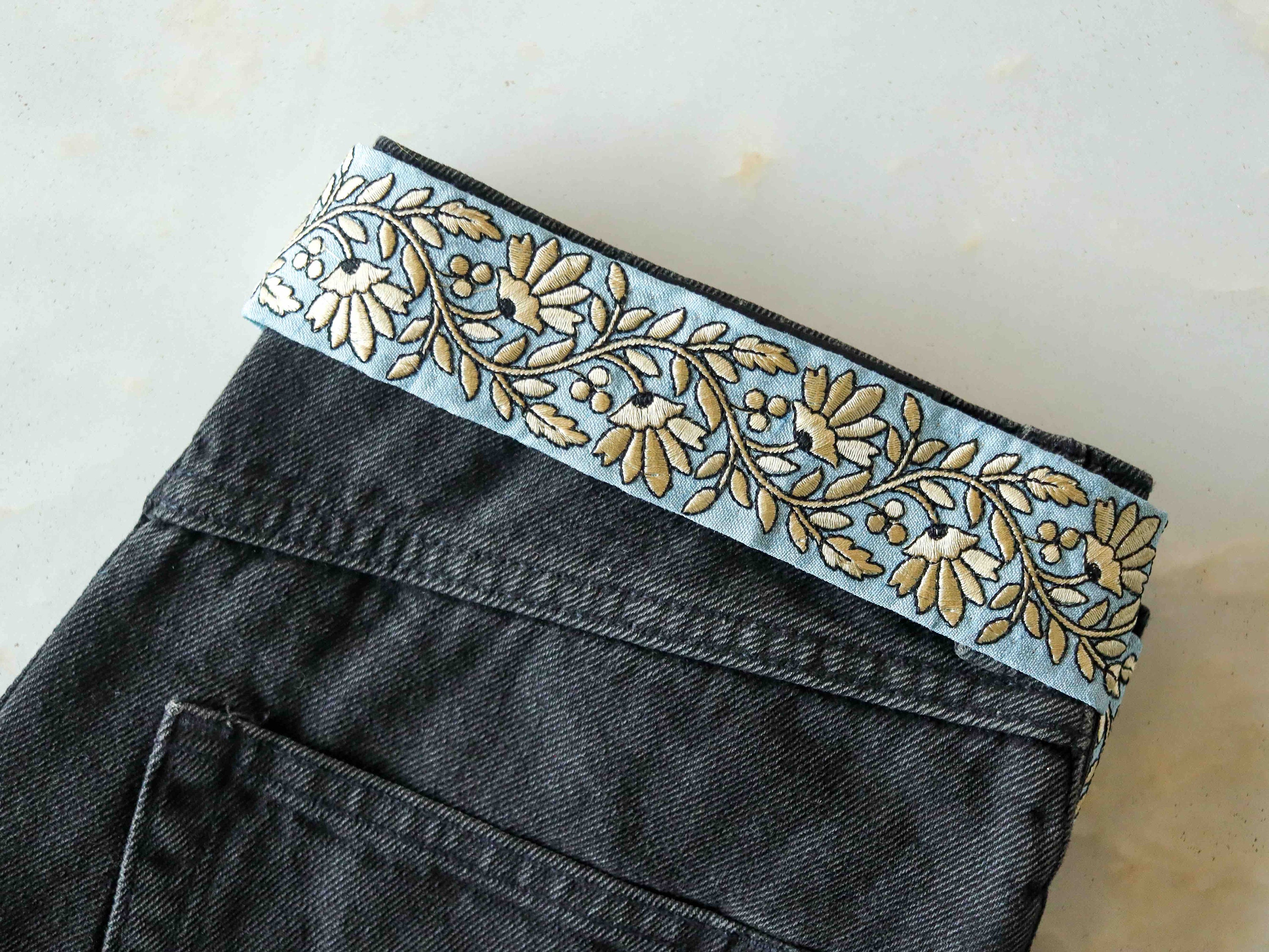 Blue White Floral Embroidered Trimpowder Blue Floral - Etsy
