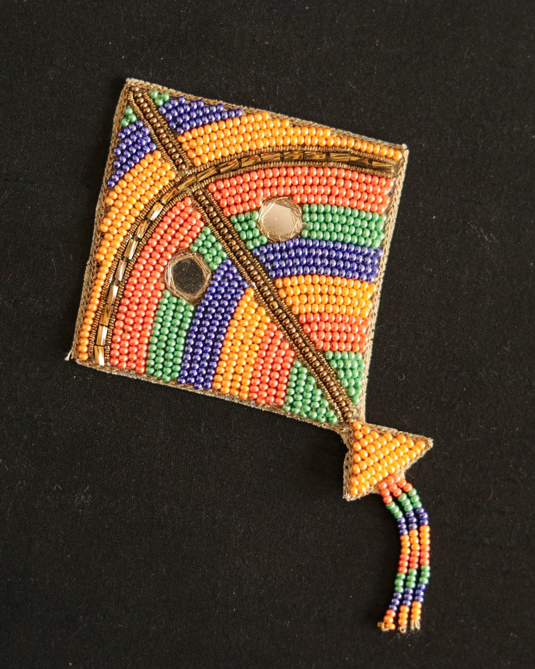 Multicolour Kite Beaded Embroidered Patch,handmade Beaded Applique ...