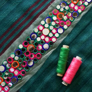 Colourful Mirror Embroidered Trim,handmade Multicolour Indian Border ...
