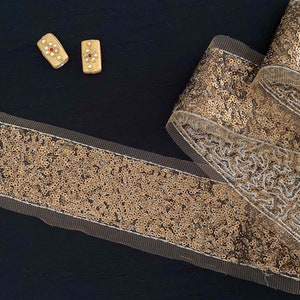 Light Gold Sequin Embroidered Trim,gold Net Embroidered Border,delicate ...