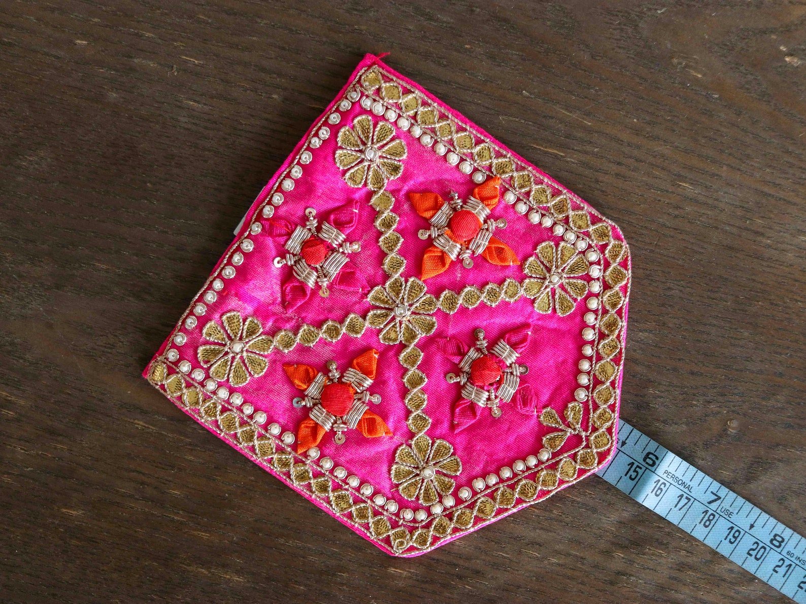 Pink Gold Embroidered Pocket PatchHandmade Indian Pink Pocket | Etsy
