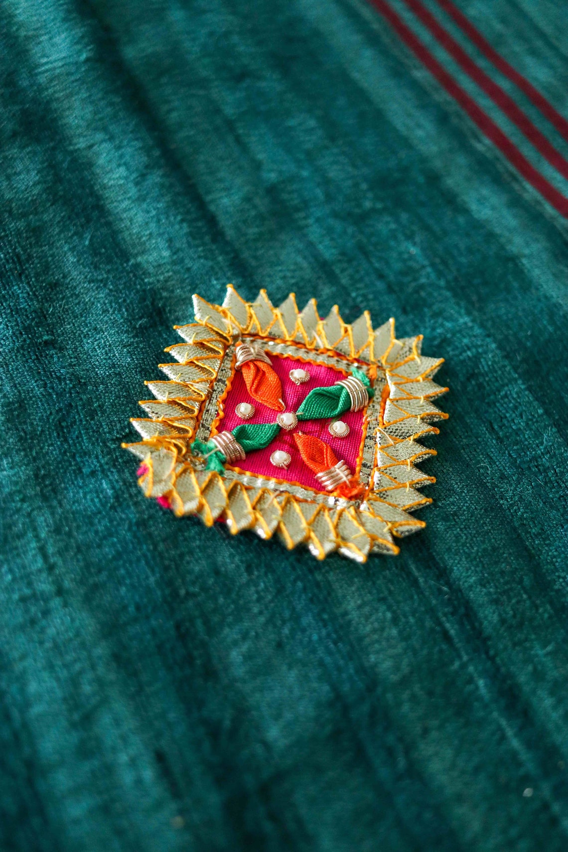 Square Pink GOld Embroidered PatchIndian Handmade Gota | Etsy