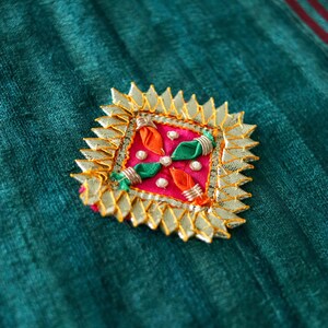 Square Pink Gold Embroidered Patch,indian Handmade Gota Applique, Gold ...