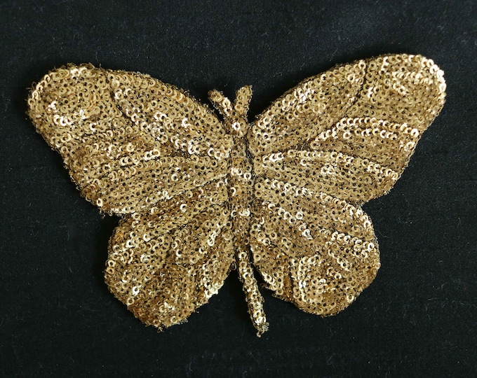 Golden Sequin Butterfly Embroidered Patch,handmade Gold Sequin Insect ...