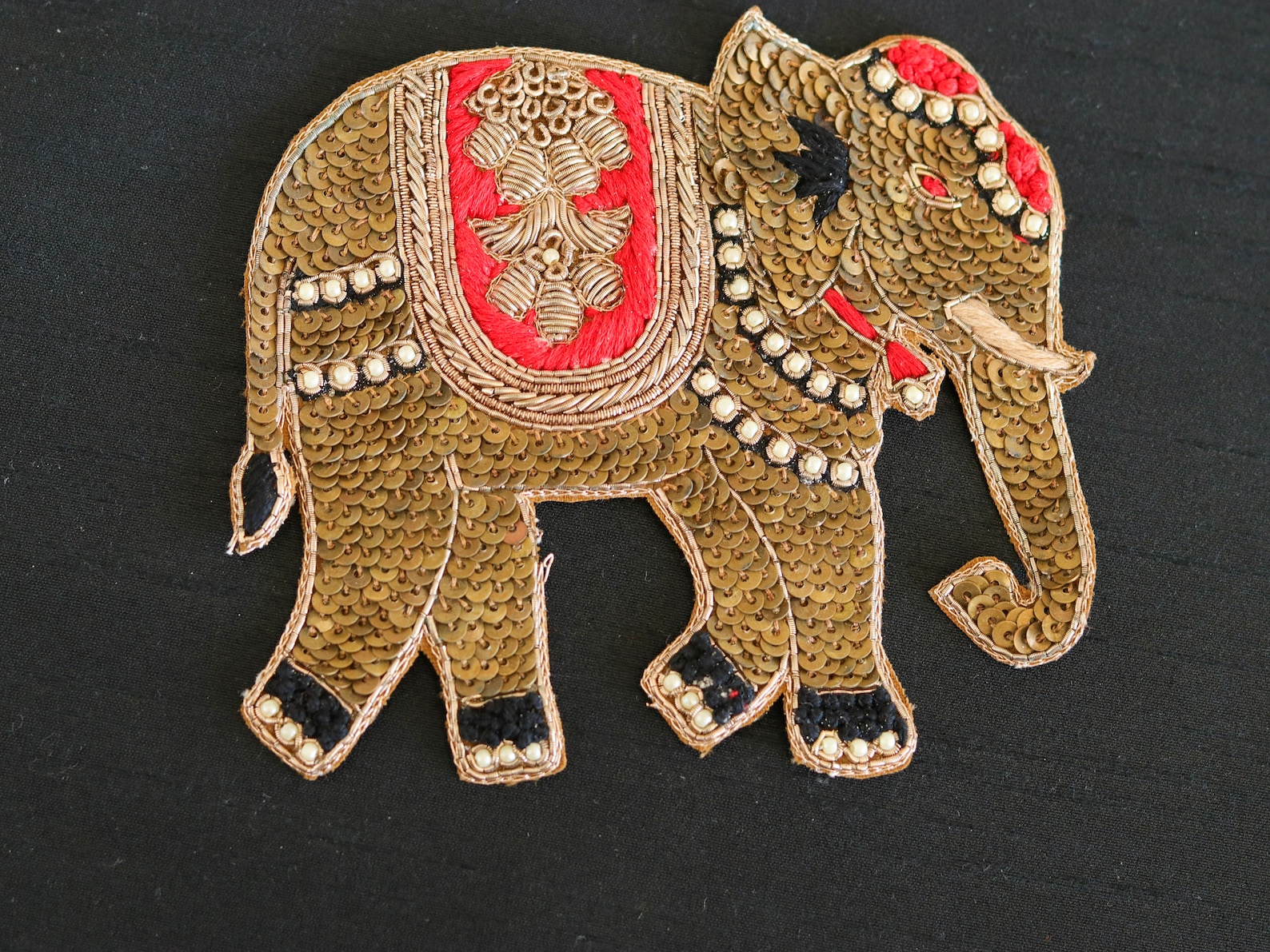 Gold Red Elephant Embroidered Patch,handmade Embroidered Applique ...