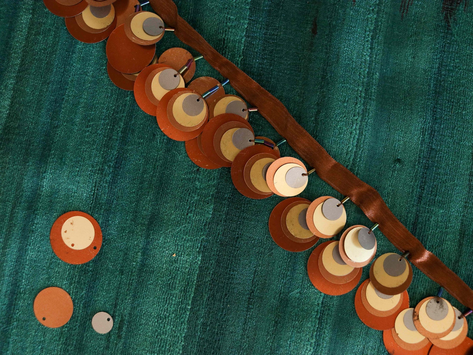 Brown Gold Coin Fringe Trim,handmade Brown Sequin Border,boho Brown ...