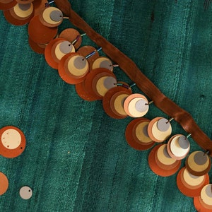 Brown Gold Coin Fringe Trim,handmade Brown Sequin Border,boho Brown ...